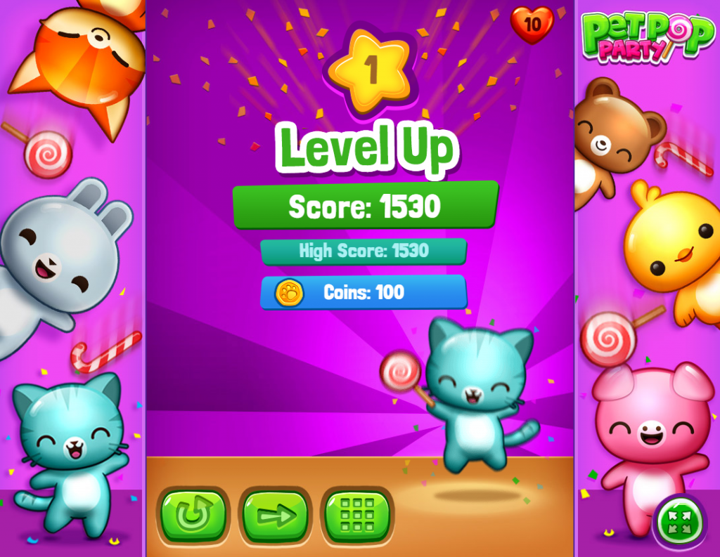 Play game Pet pop party - Free online matching games